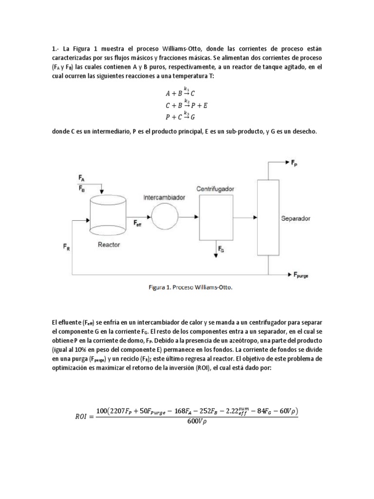 Proceso Williams-Otto | PDF | Reactor Quimico | Enseñanza de matemática