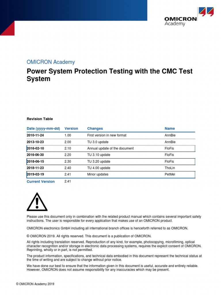 Power System Protection Testing With The CMC Test System: OMICRON ...