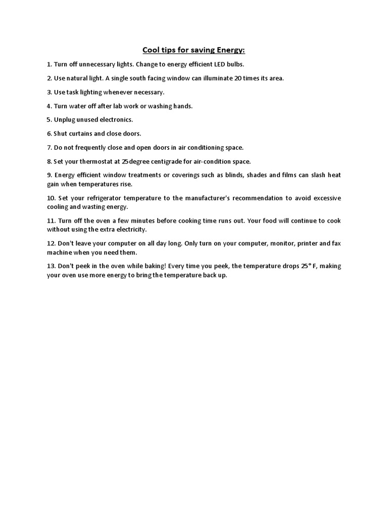 Energy-Saving Tips for Home | PDF