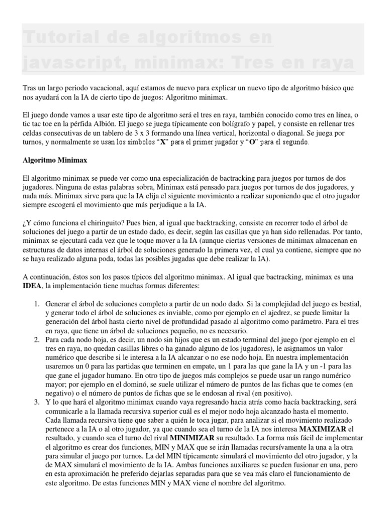 Tutorial de Algoritmos en Javascript | PDF | Inteligencia artificial ...