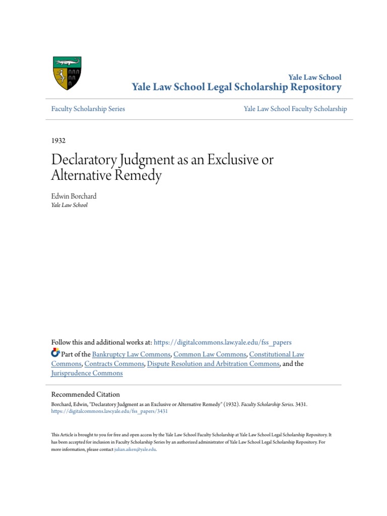 Declaratory Judgment As An Exclusive or Alternative Remedy | PDF ...