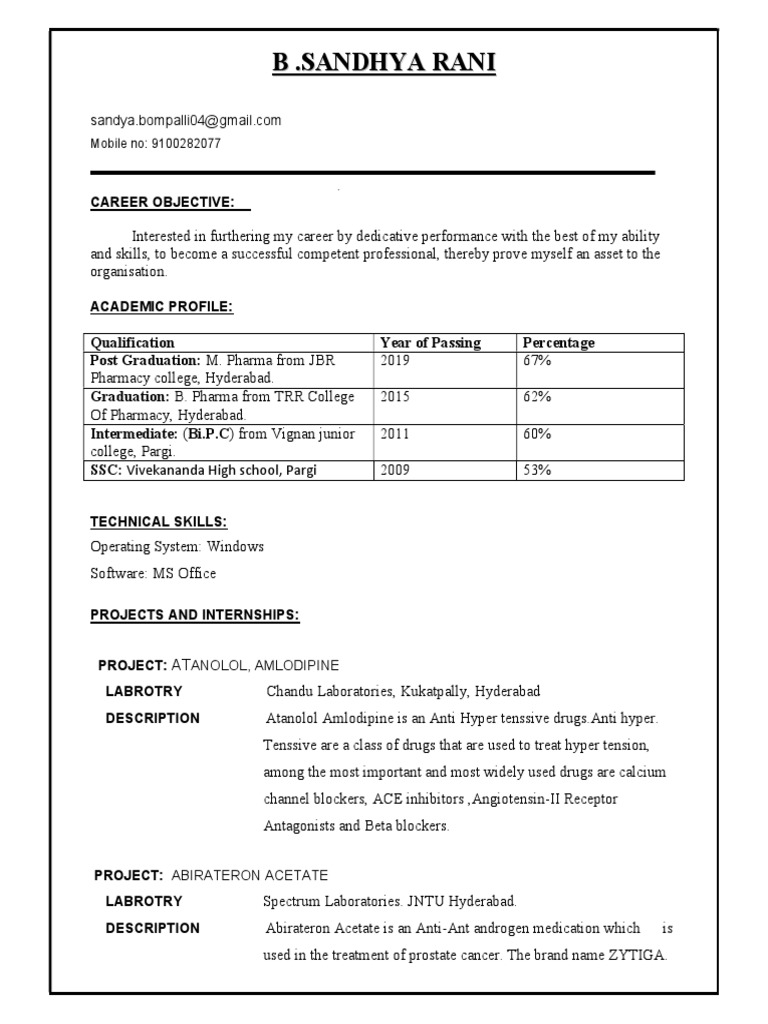 Sandhya Resume PDF | PDF | Career & Growth