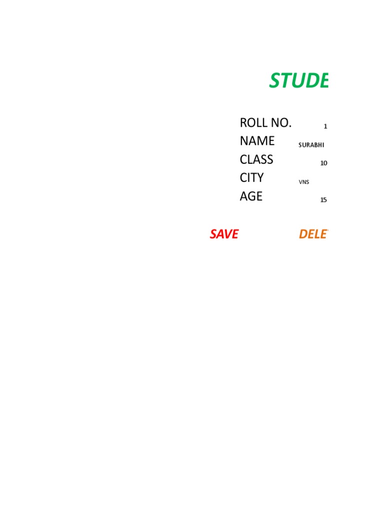 Student Information System: Roll No. Name Class City AGE | PDF