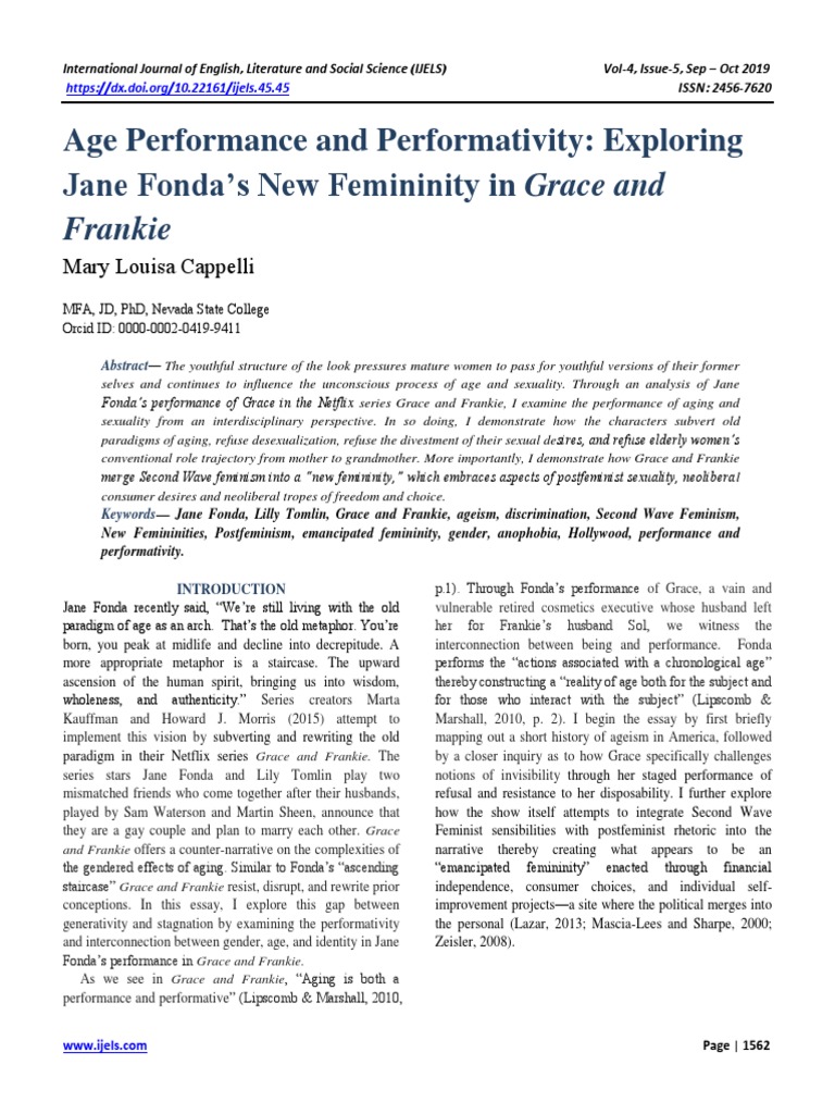 Age Performance and Performativity: Exploring Jane Fonda's New ...