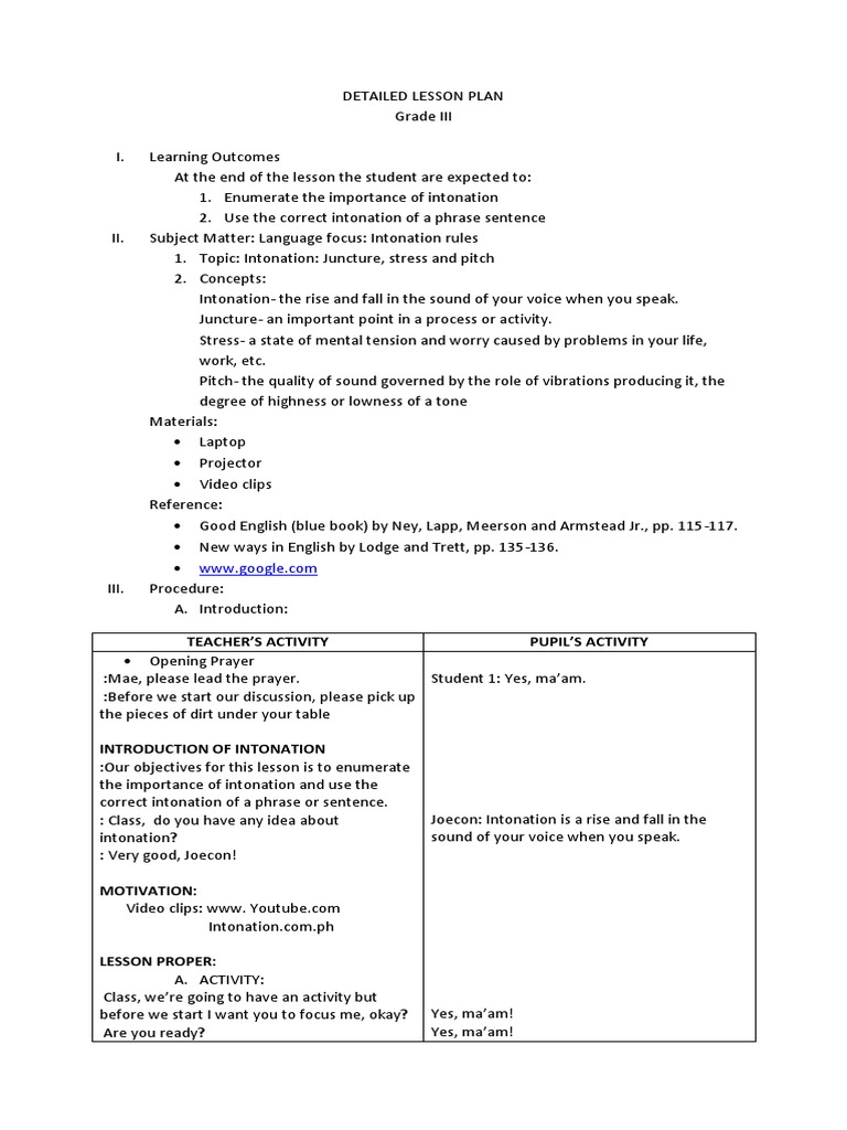 Interactive Intonation Lesson Plan | PDF | Speech | English Language