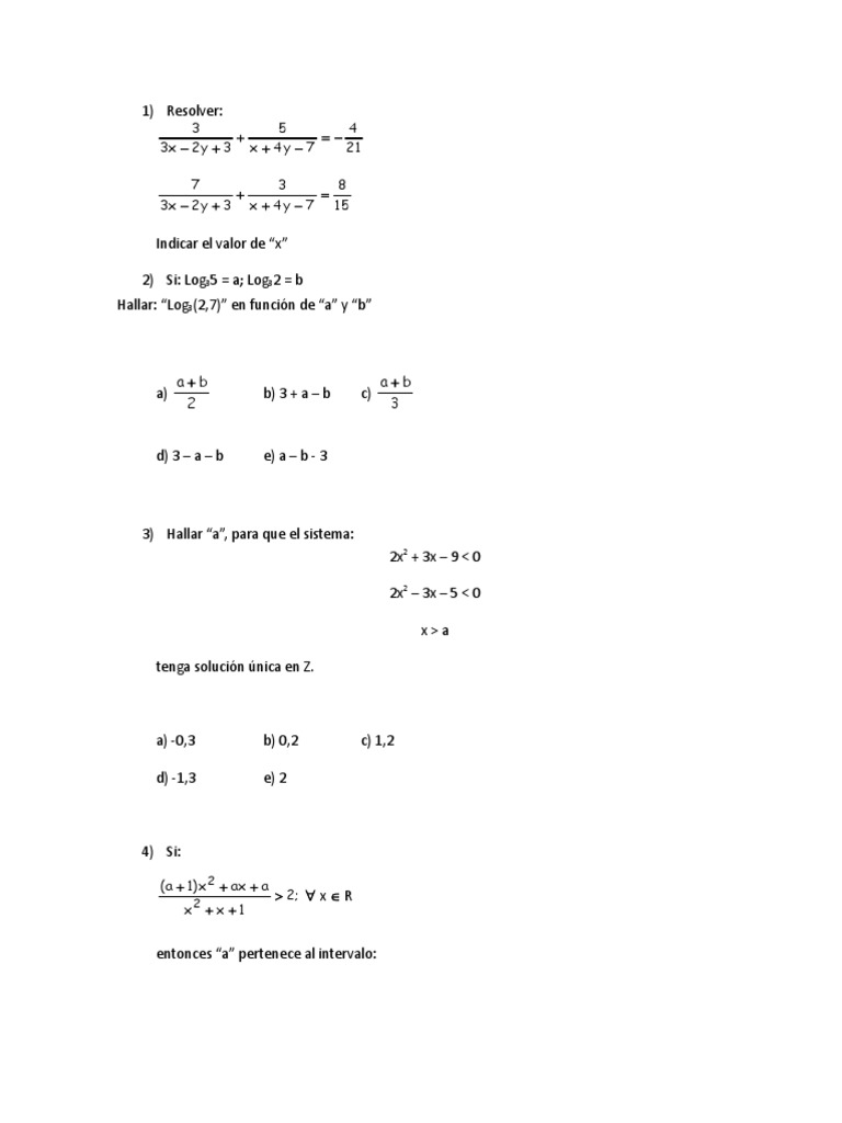 10 Ejercicios de Algebra | PDF | Enseñanza de matemática