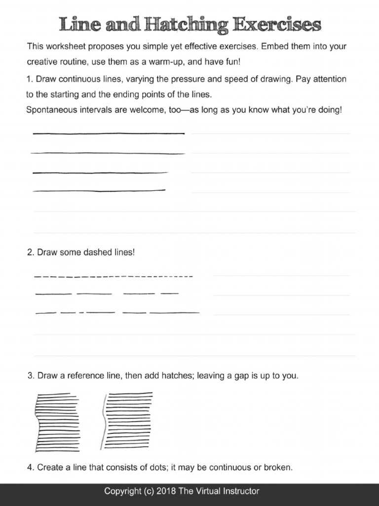 Line Exercises Worksheet | PDF