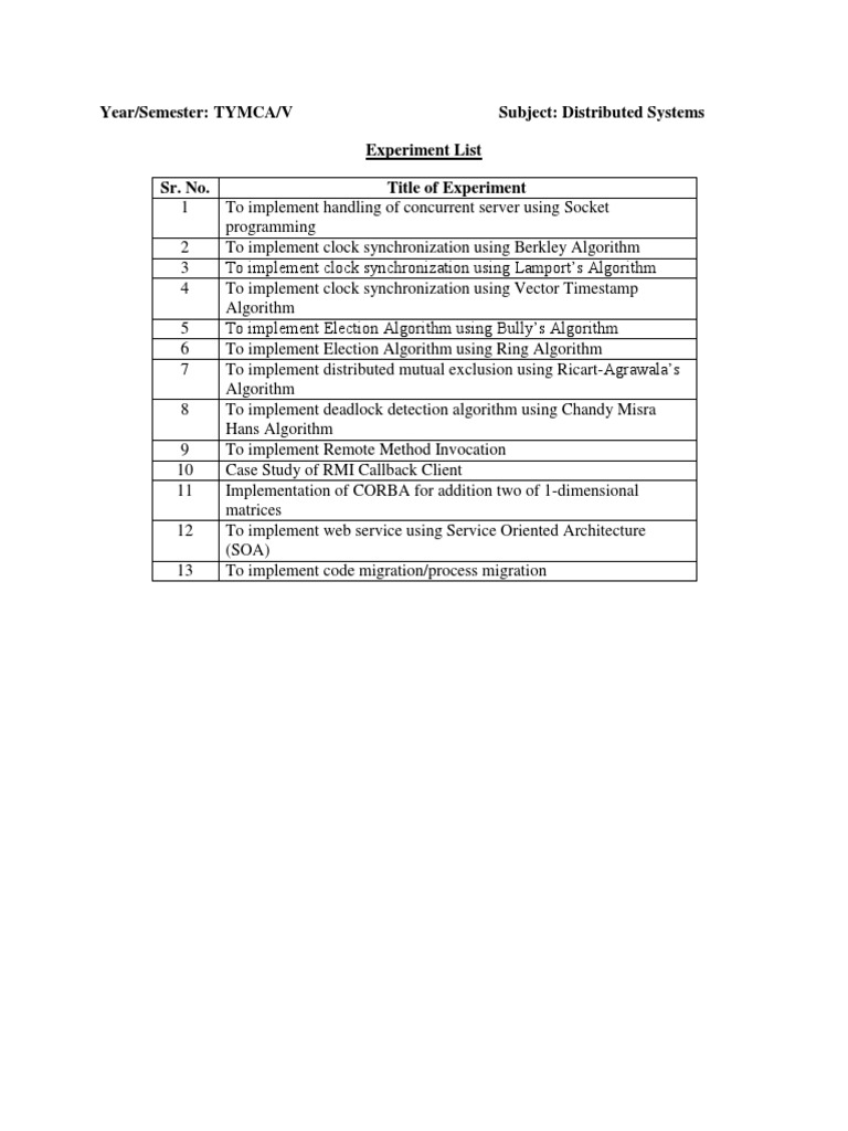 TYMCA Distributed Systems Experiments | PDF