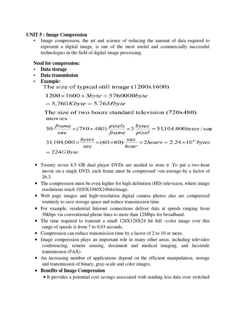 UNIT 5: Image Compression | Download Free PDF | Data Compression | Code