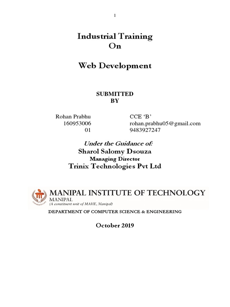 Industrial Training | PDF | Bootstrap (Front End Framework) | Cascading Style Sheets