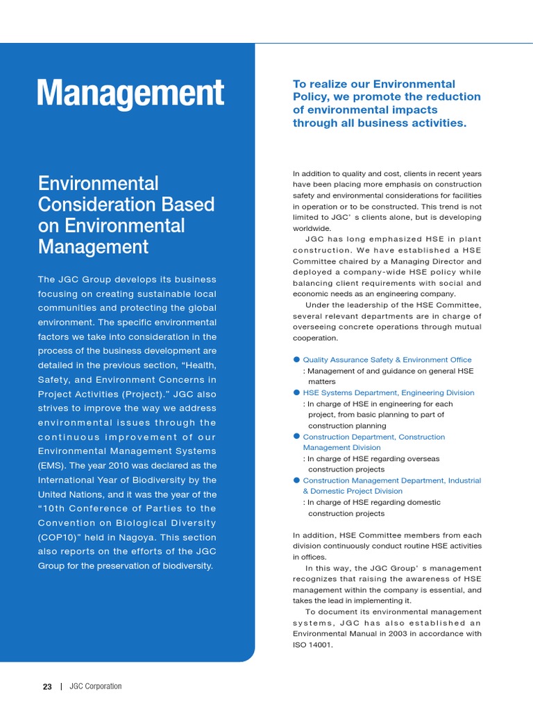 Management: Environmental Consideration Based On Environmental ...