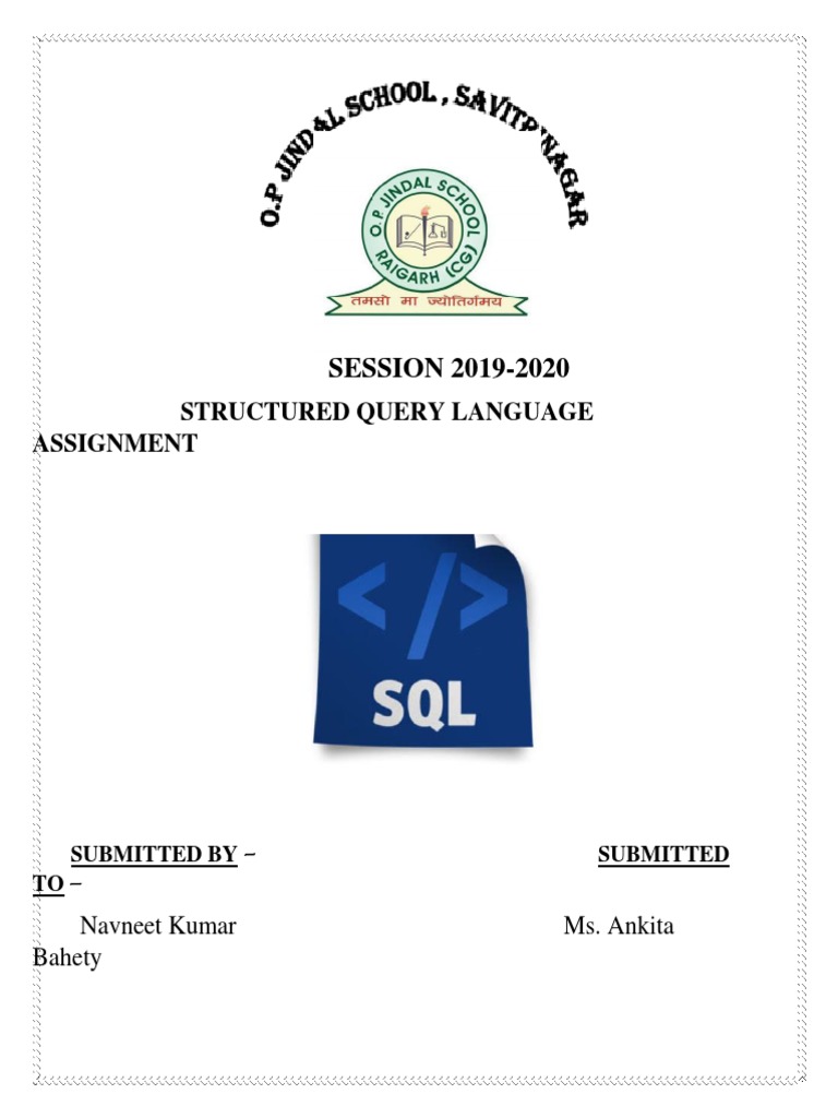 SESSION 2019-2020: Structured Query Language Assignment | PDF