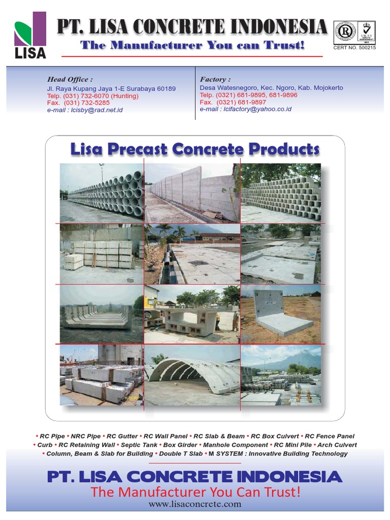 Lisa Concrete Products & Contact Info | PDF | Architectural Elements ...