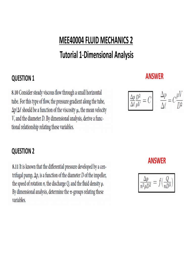Tutorial 1-Dimensional Analysis | PDF