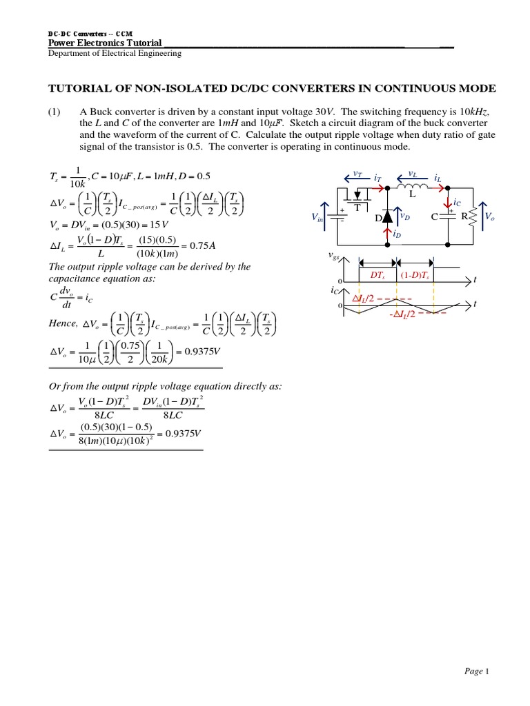 Power Electronics Tutorial DC-DC Converter - CCm-1 | PDF | Power Electronics | Electronic Circuits