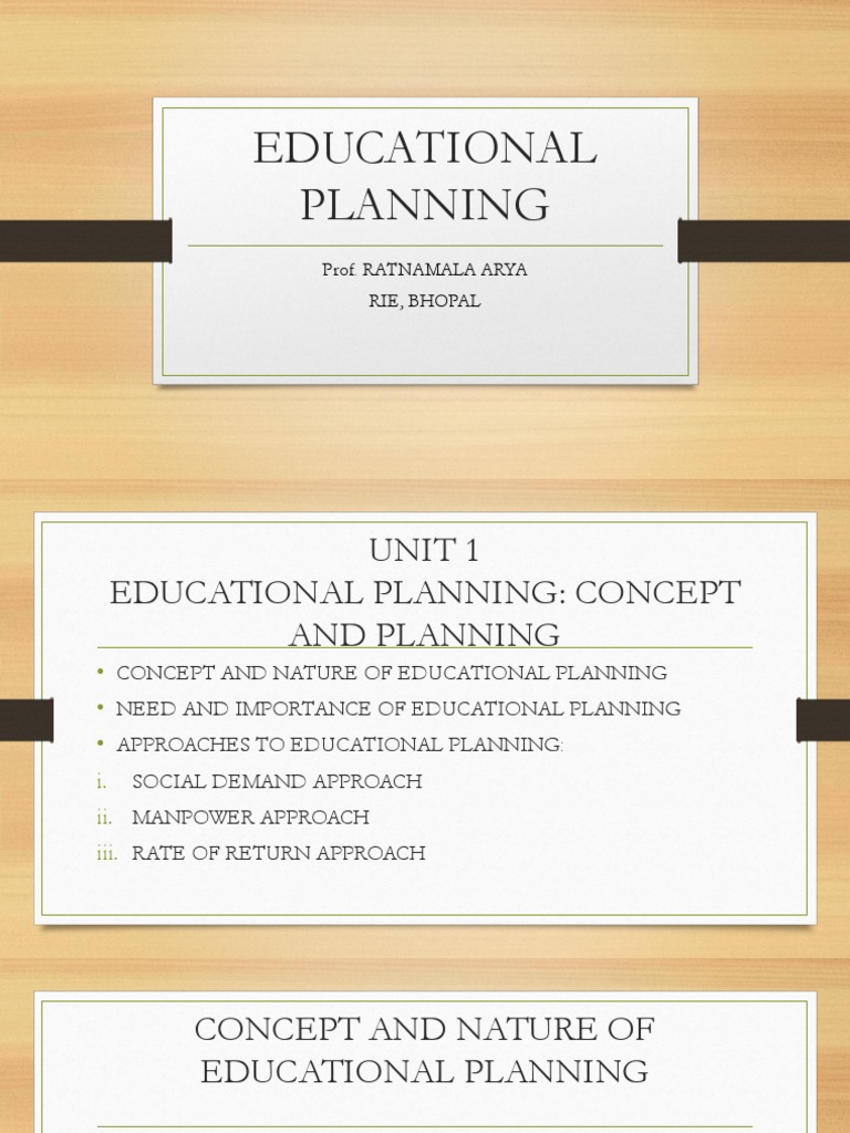 Educational Planning: Prof. Ratnamala Arya Rie, Bhopal | PDF ...