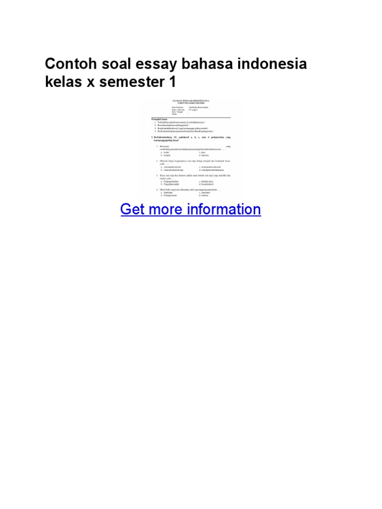 Contoh Soal Essay Bahasa Indonesia Kelas X | PDF
