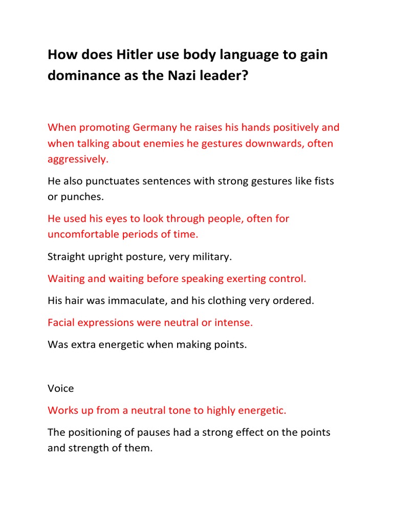 How Does Hitler Use Body Language To Gain Dominance As The Nazi Leader ...