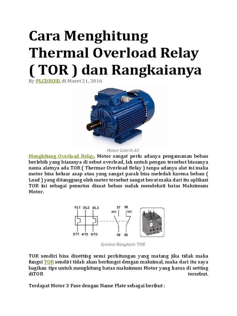 Cara Menghitung Thermal Overload Relay | PDF