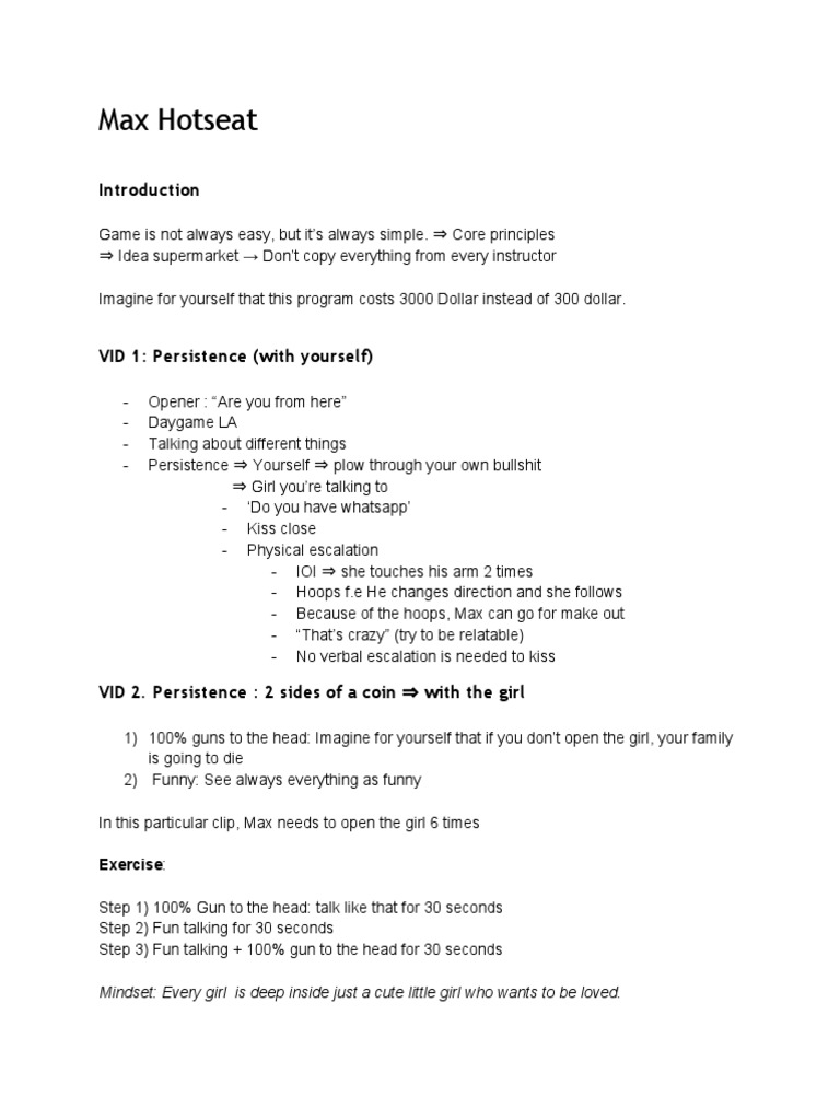 Hotseat Notes From RSD Max | PDF