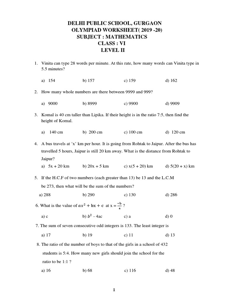 Maths Practice Worksheet | PDF | Ratio | Elementary Mathematics