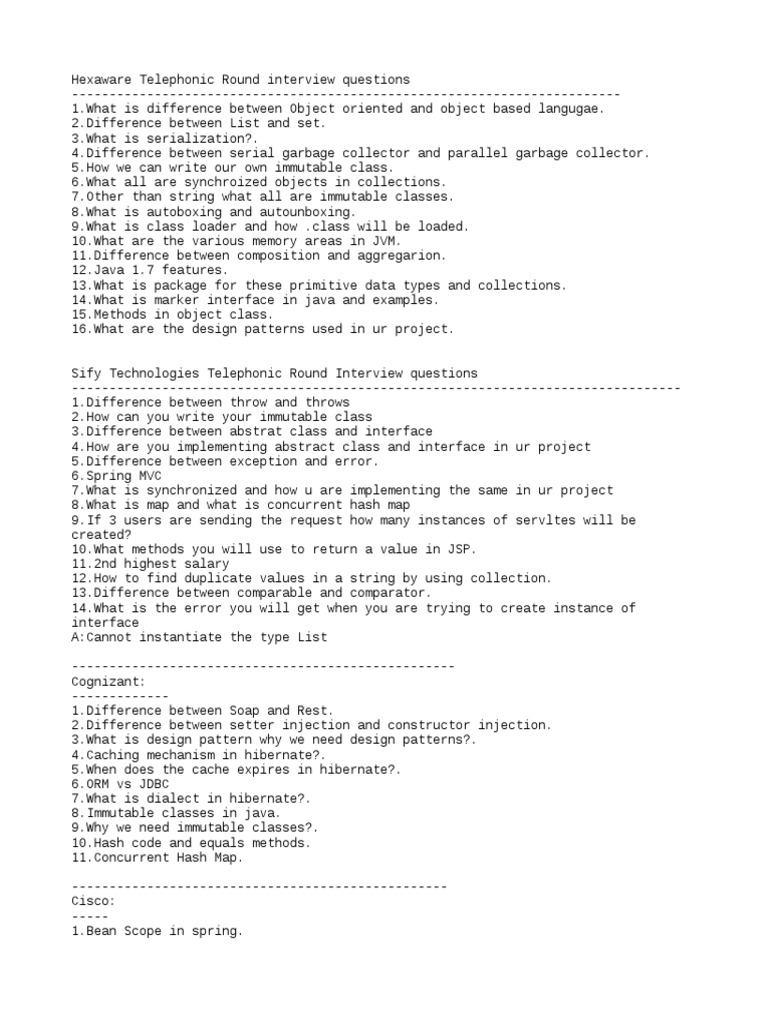 Hexaware Interview Round Question | PDF | Class (Computer Programming ...