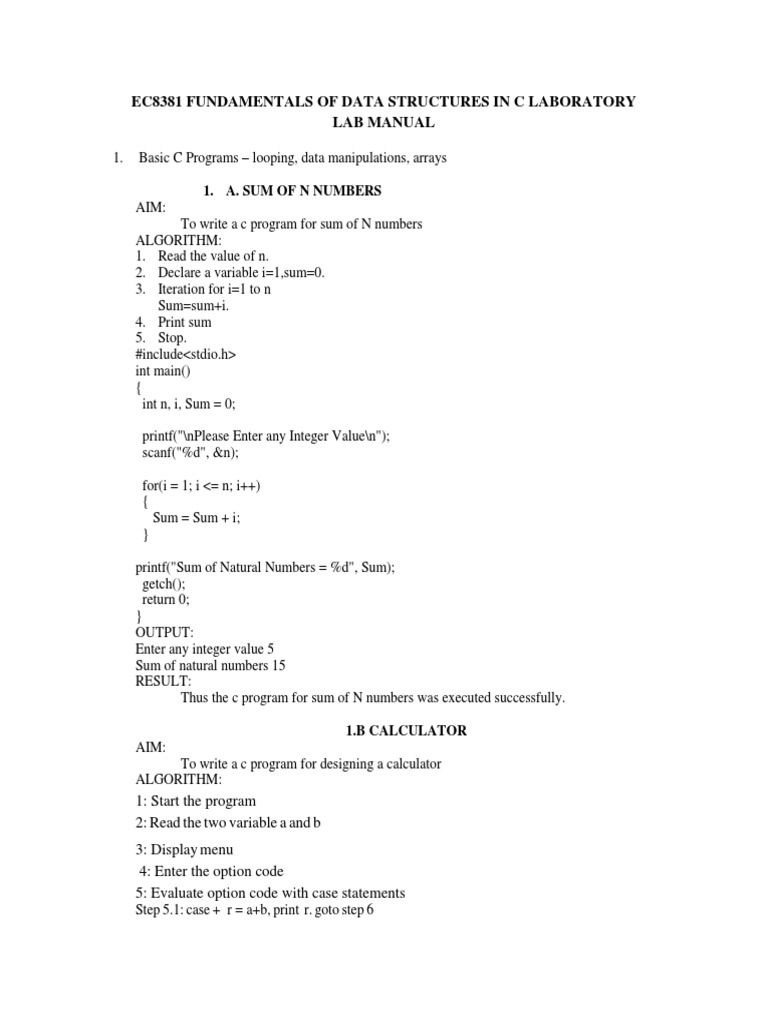 Fundamentals of Data Structures Lab Manual | PDF | Queue (Abstract Data ...