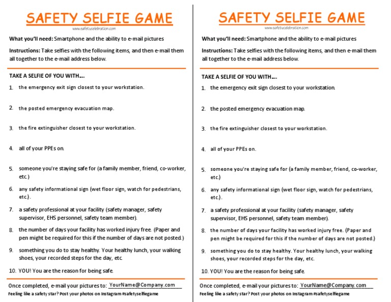 Safety Selfie Game Editable | PDF | Safety | Computing And Information ...