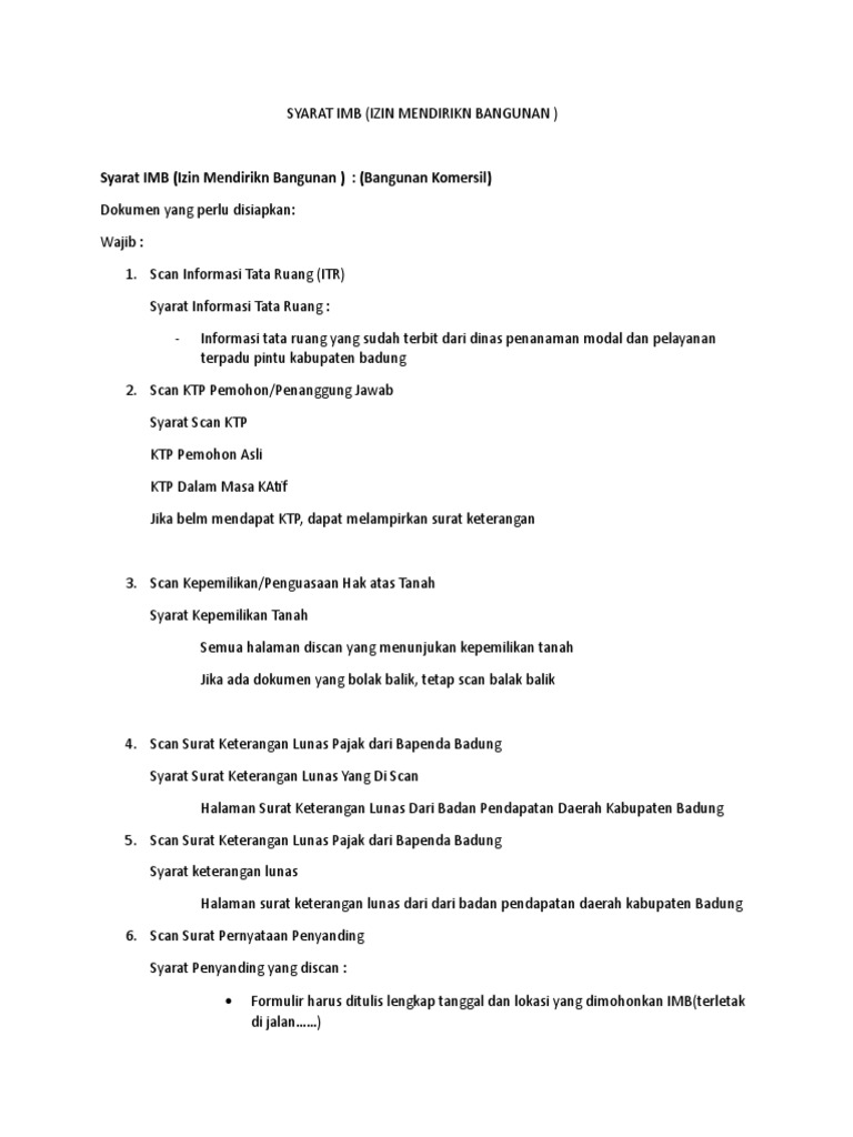 Syarat IMB Bangunan Komersil | PDF
