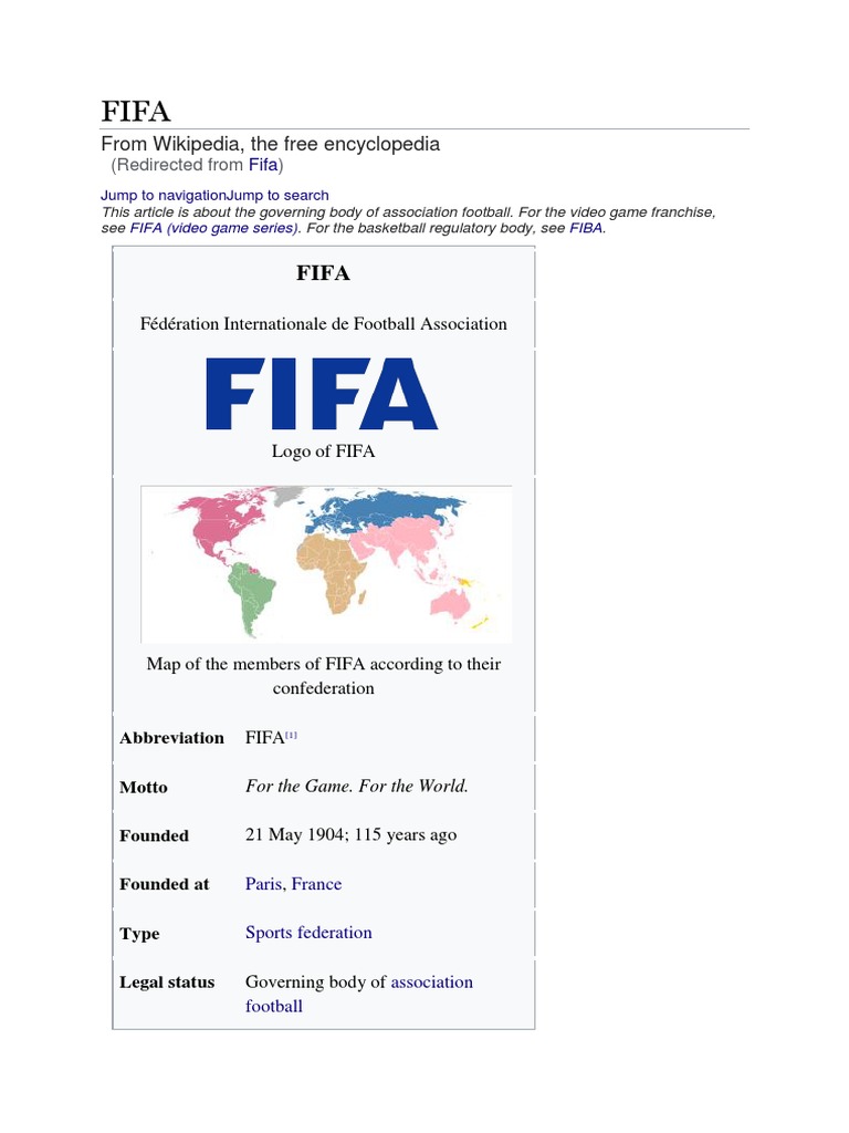 FIFA - The International Governing Body of Association Football | PDF ...