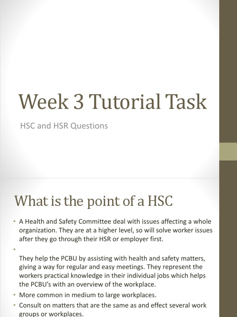 Week 3 Tutorial Task: HSC and HSR Questions | PDF