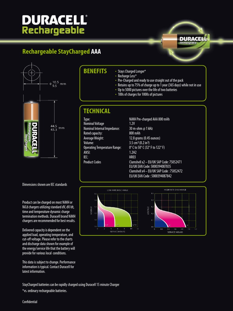 Duracell StayCharged AAA Battery Overview | PDF | Rechargeable Battery ...