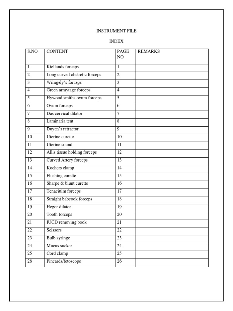 Instrument File | PDF | Childbirth | Medical Specialties