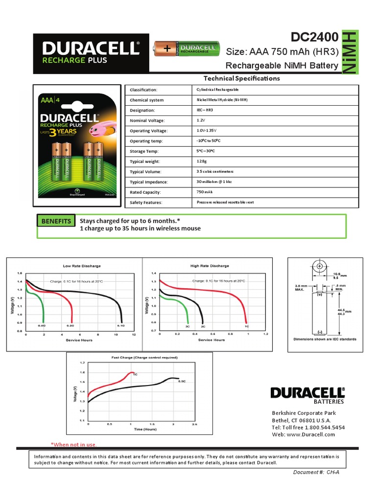 AAA 750mAh NiMH Rechargeable Battery Specs | PDF | Rechargeable Battery ...