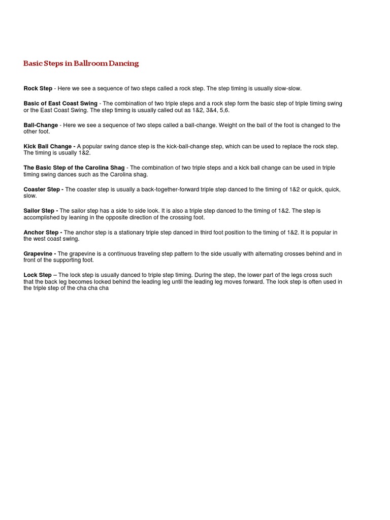 Basic Steps in Ballroom Dancing | PDF