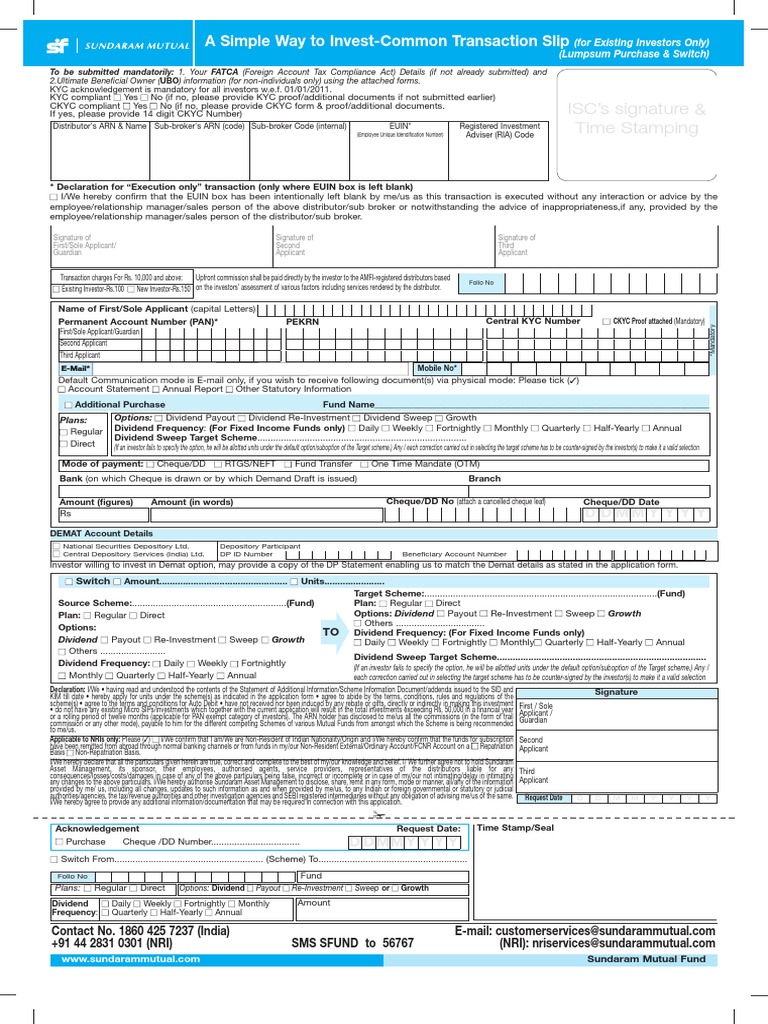 A Simple Way To Invest-Common Transaction Slip: ISC's Signature & Time ...