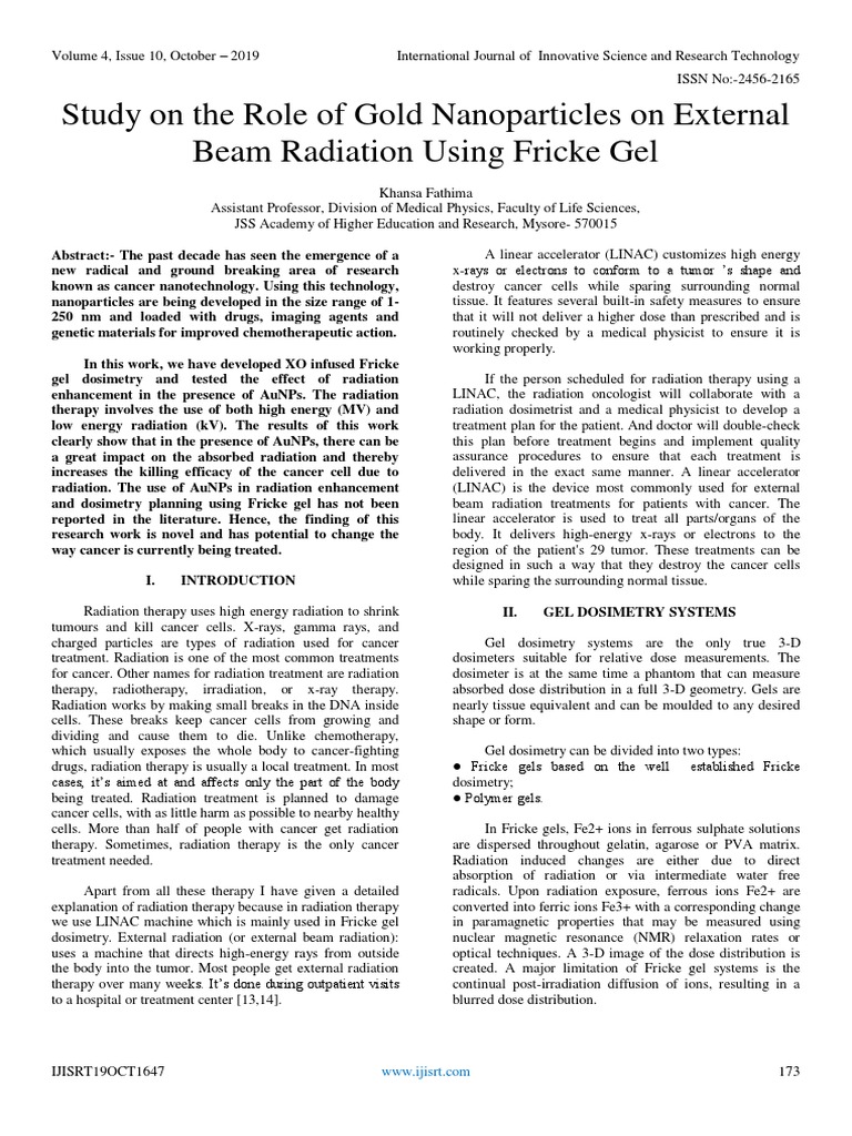 Study On The Role of Gold Nanoparticles On External Beam Radiation ...