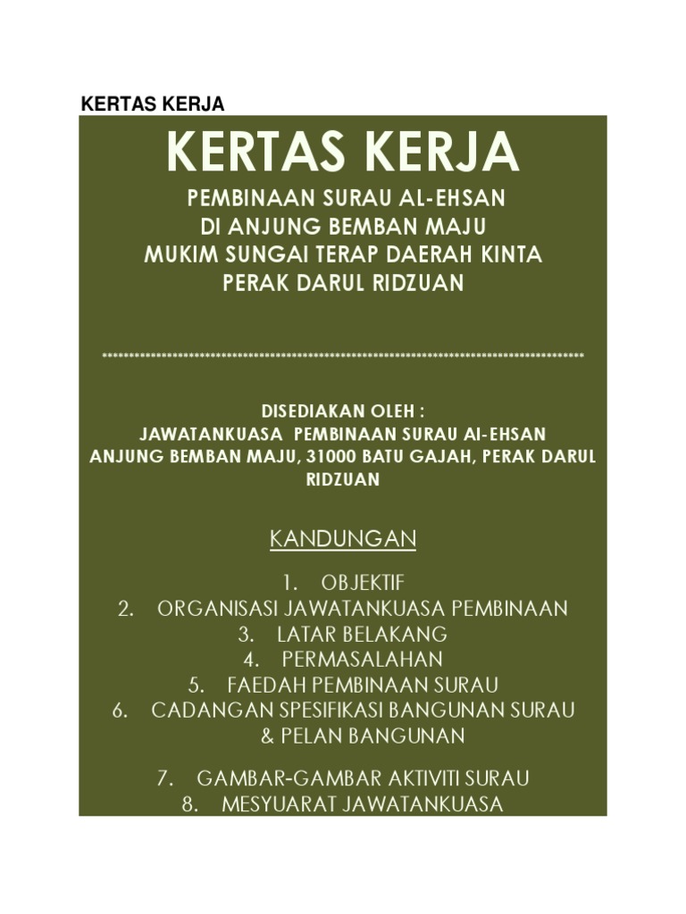 Contoh Kertas Kerja Membina Surau | PDF