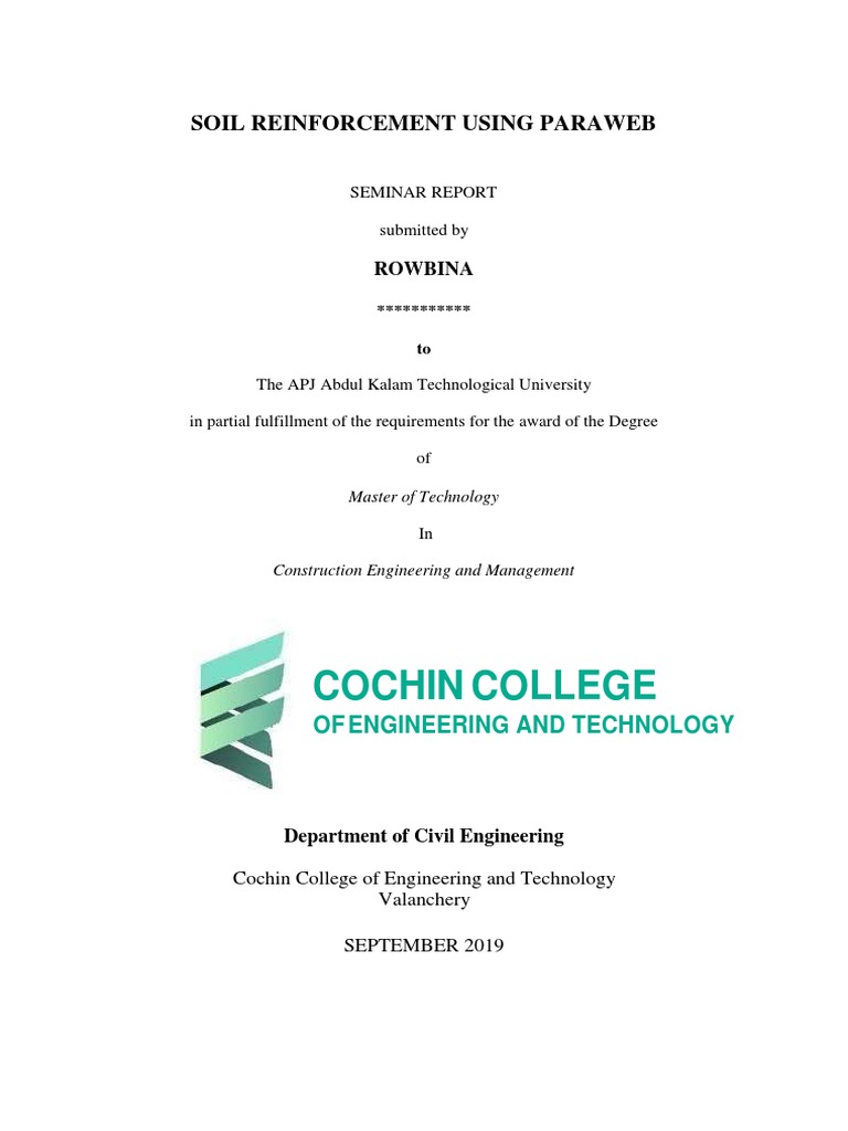 Cochin College: Soil Reinforcement Using Paraweb | PDF | Deformation ...