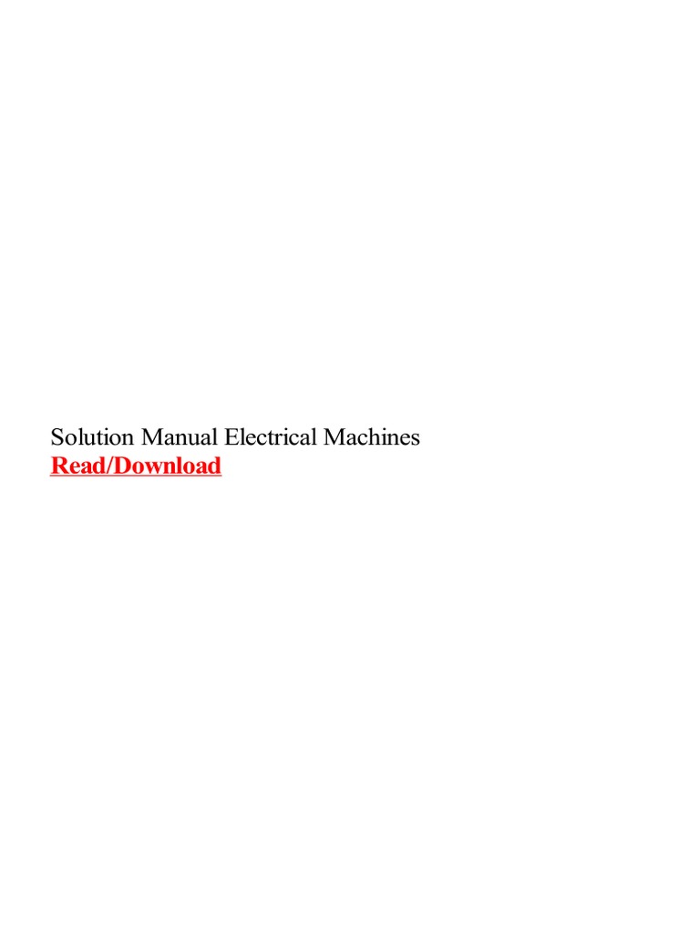 Solution Manual Electrical Machines: Read/Download | PDF | Machines ...