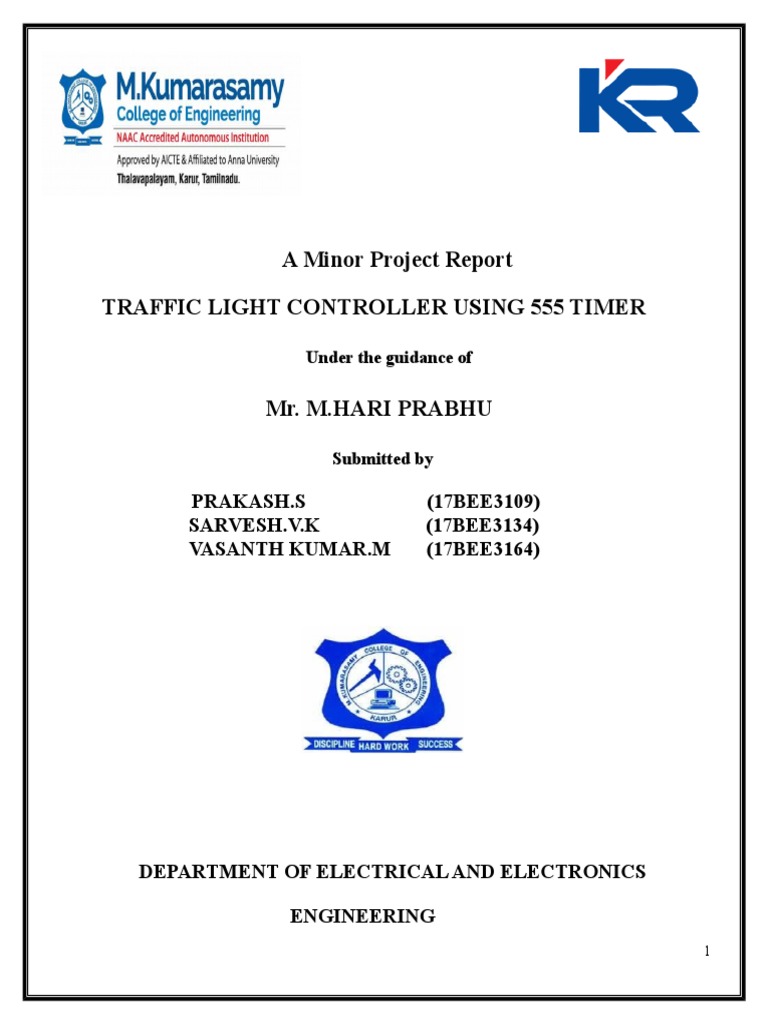 A Minor Project Report Traffic Light Controller Using 555 Timer ...