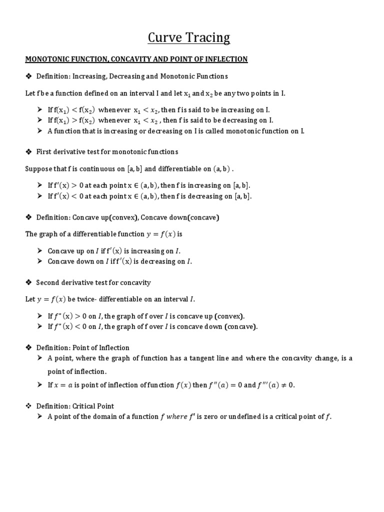 Curve Tracing: Monotonic Function, Concavity and Point of Inflection ...