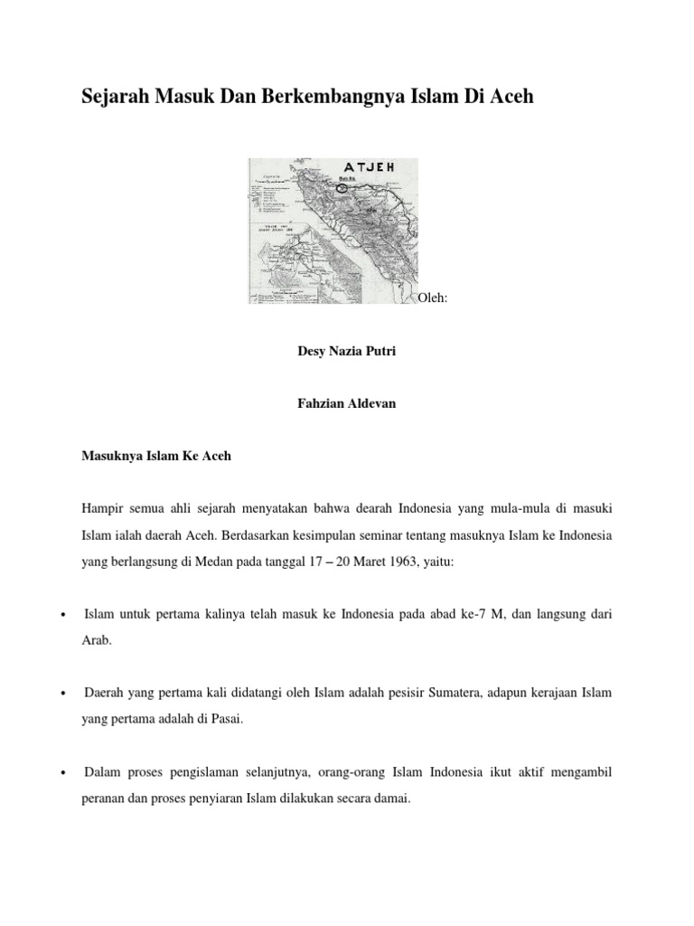 Sejarah Masuk Dan Berkembangnya Islam Di Aceh | PDF Sejarah Masuk Dan Berkembangnya Islam Di Aceh | PDF