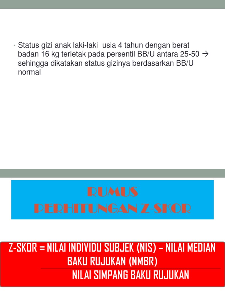 Rumus dan Perhitungan Z-Score Gizi Anak | PDF