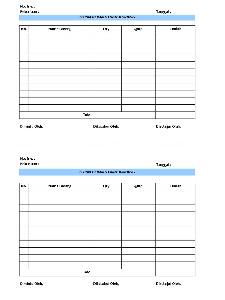 Form Permintaan Barang | PDF