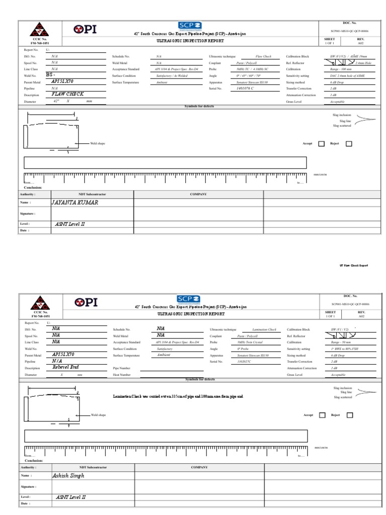 UT Report | PDF | Nondestructive Testing | Pipe (Fluid Conveyance)
