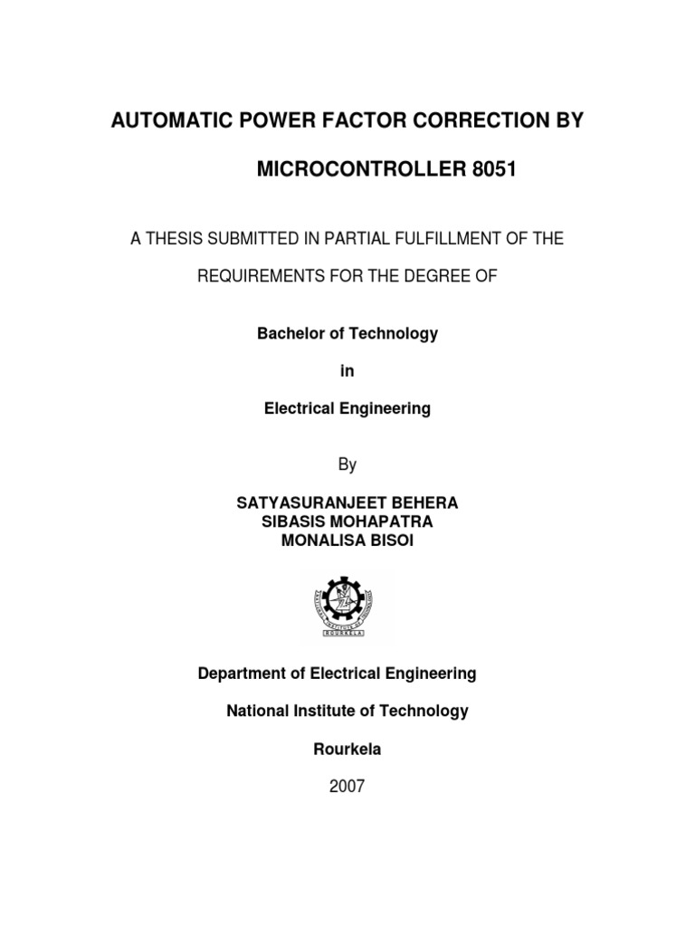 Automatic Power Factor Correction by Microcontroller 8051 | PDF | Capacitor | Inductor