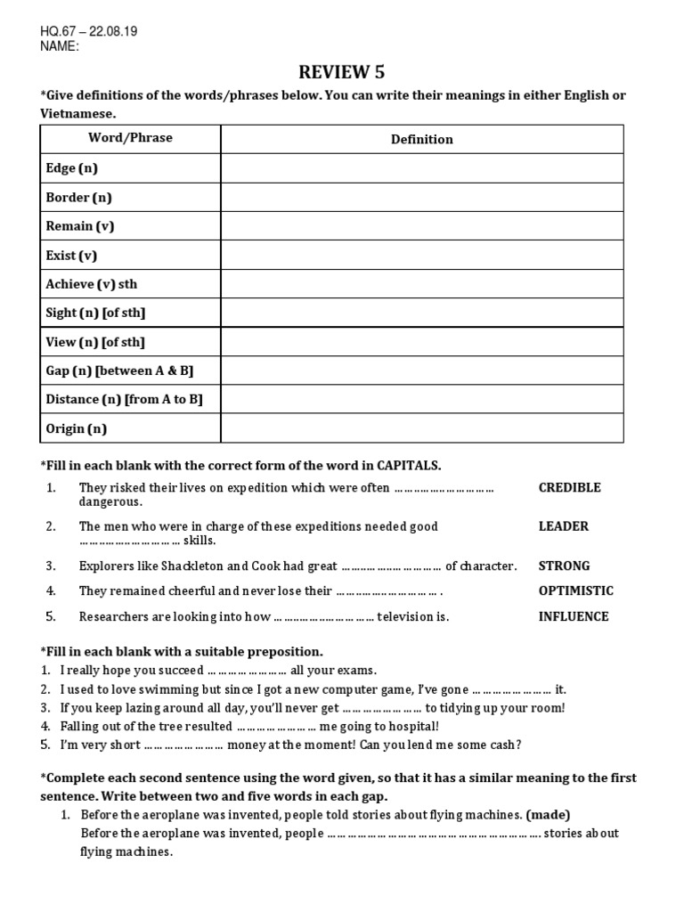 Exercise Sheet 5 Pdf