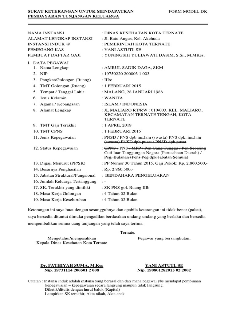 Skum Tunjangan Keluarga PNS Ternate | PDF