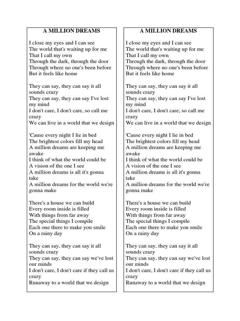 A Million Dreams A Million Dreams | PDF